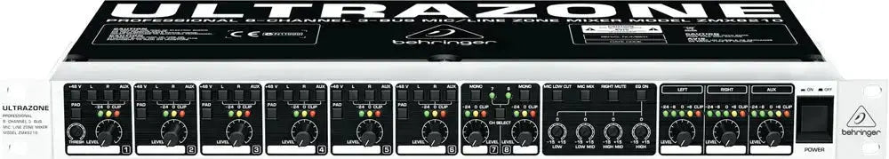 Behringer Ultrazone ZMX8210 8-Channel 3-Bus Mic/Line Zone – Videoguys ...